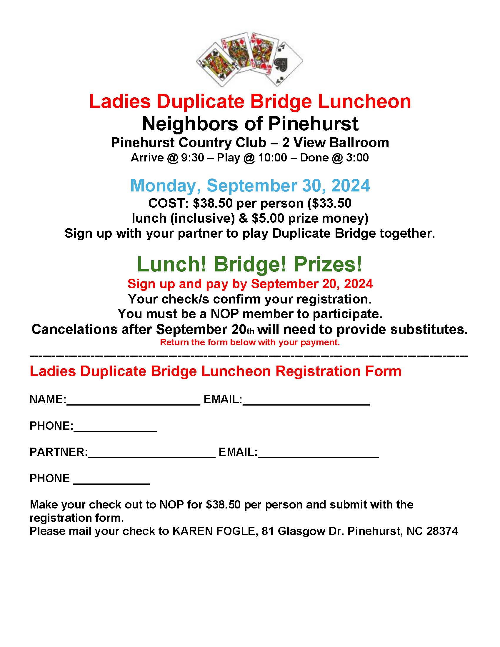 Bridge Luncheon – Neighbors of Pinehurst